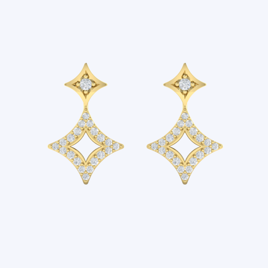 Diamond Double Vlora Star Open Motif Drop Stud Earrings – Highland Diamond